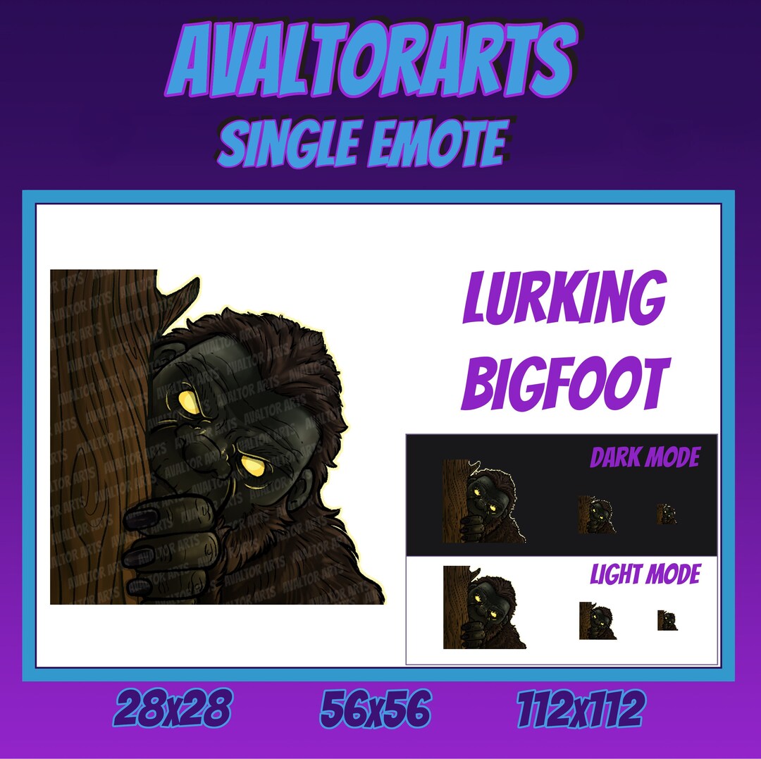 LURKING BIGFOOT Channel Emote for Twitch/ Discord/ Stream/ Affiliate ...