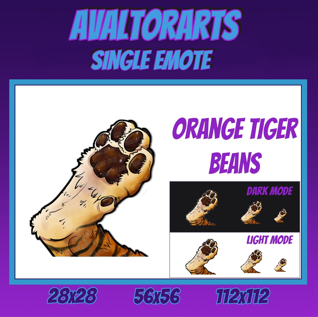 TIGER BEANS ORANGE Channel Emote for Twitch/ Discord/ Stream/ Affiliate ...
