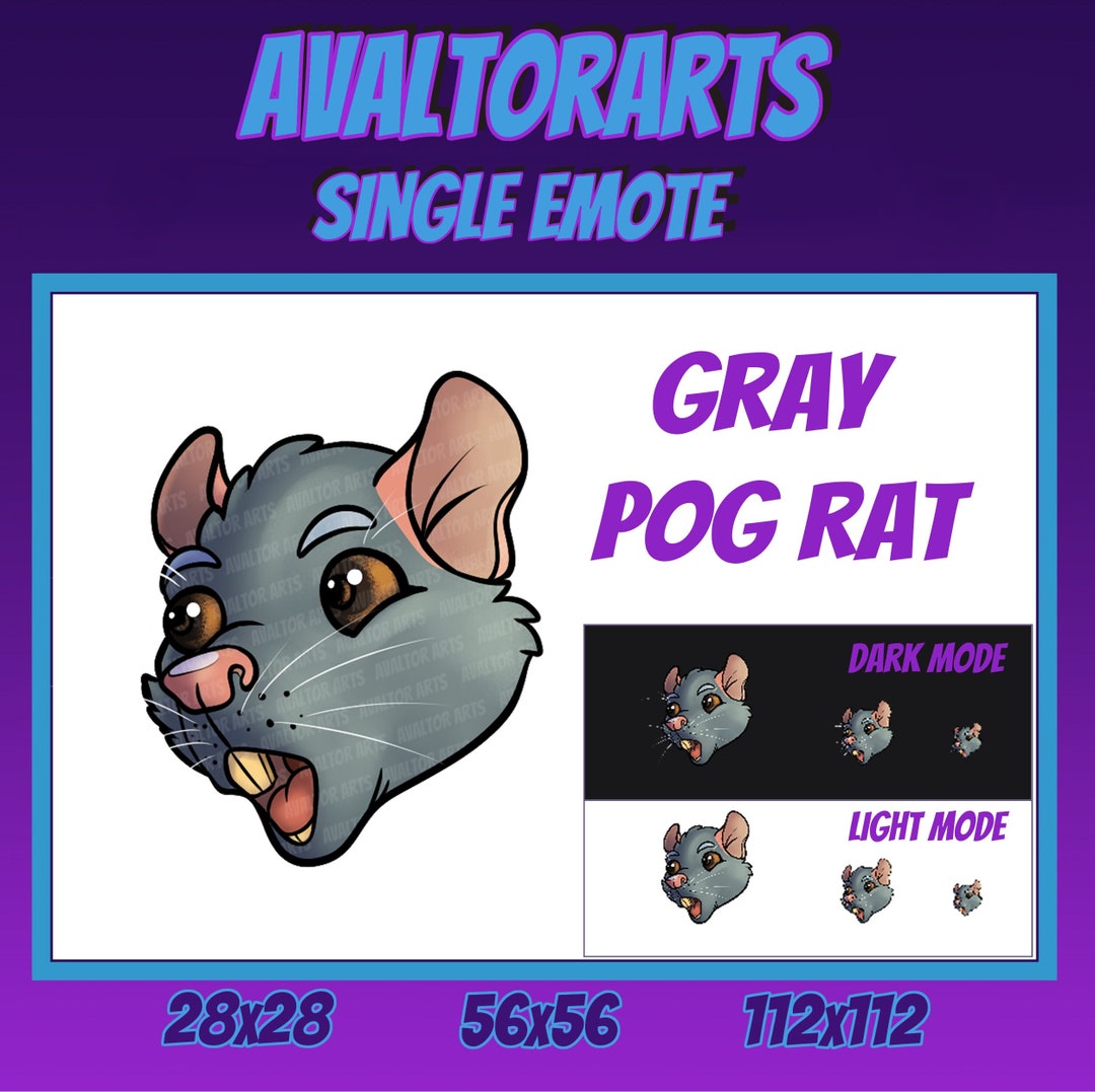 GRAY POG RAT Channel Emote for Twitch/ Discord/ Stream/ Affiliate/ Chat ...