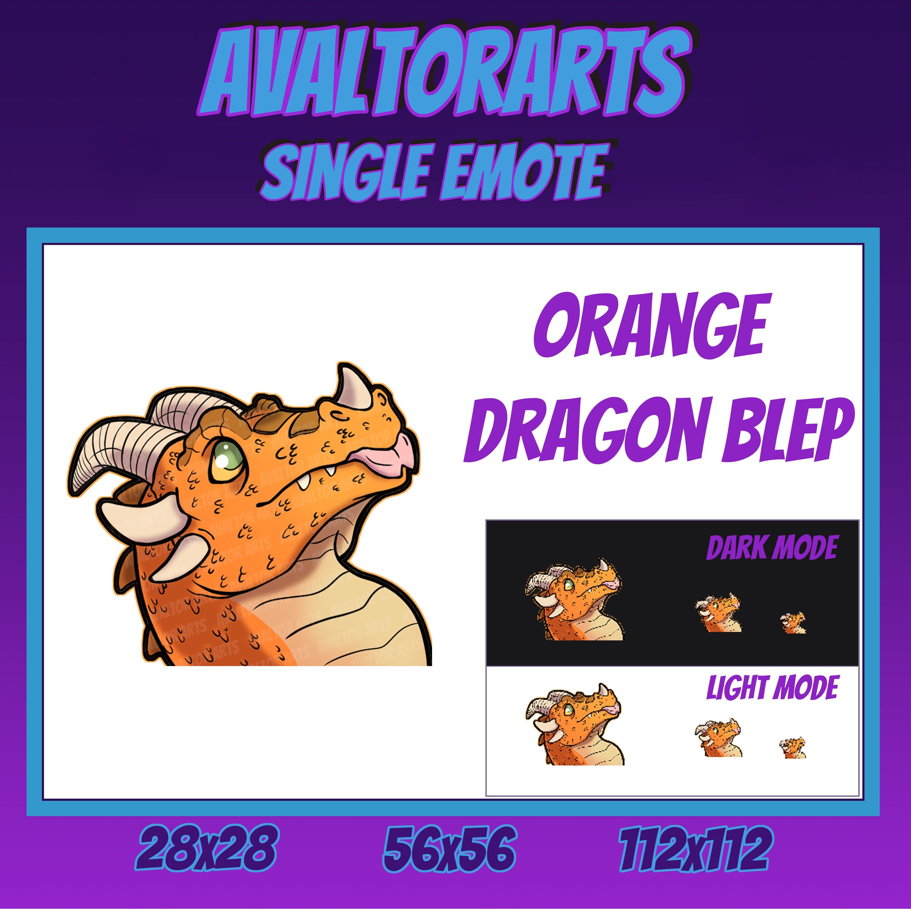 Orange Dragon Blep! Channel Emote for Twitch/ Discord/ Stream ...