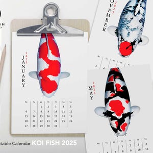 Printable Calendar 2025 Koi Fish - Etsy