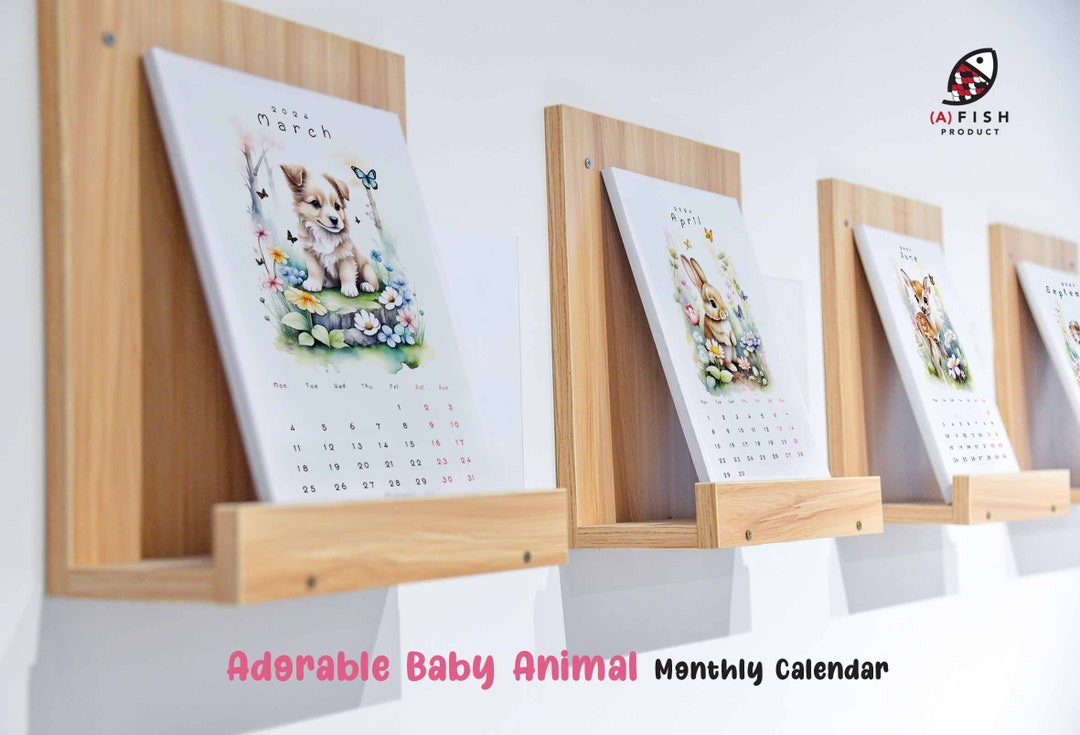 2024 Printable Calendar Adorable Baby Animal Watercolor Calendar ...