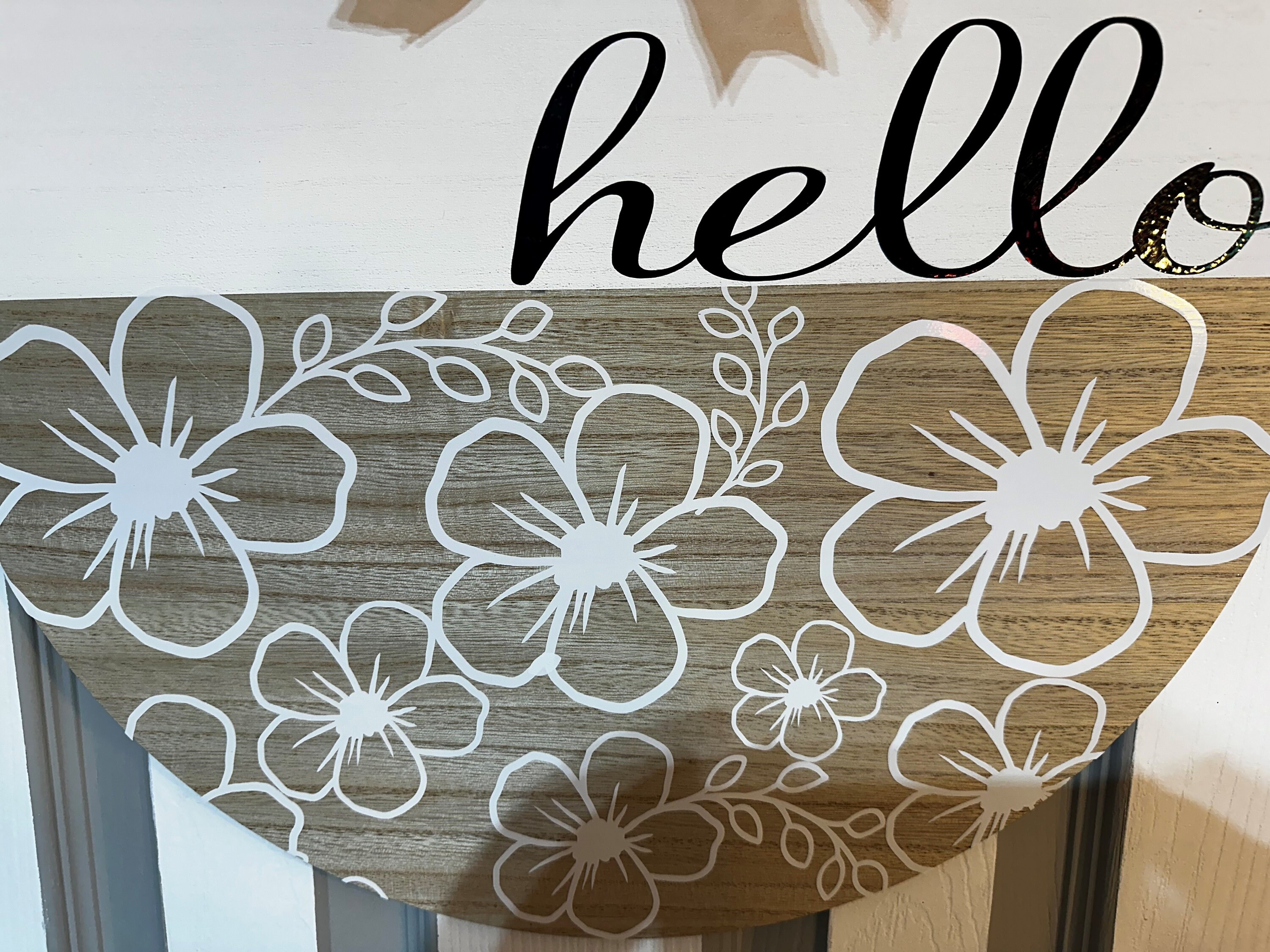18" Wood Door/wall Hanger, Hello With Flowers - Etsy