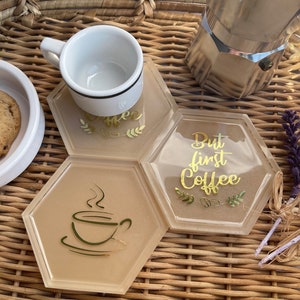 Coffee Coasters - Resin Coffee Coaster, but First Coffee, Home Decor ...