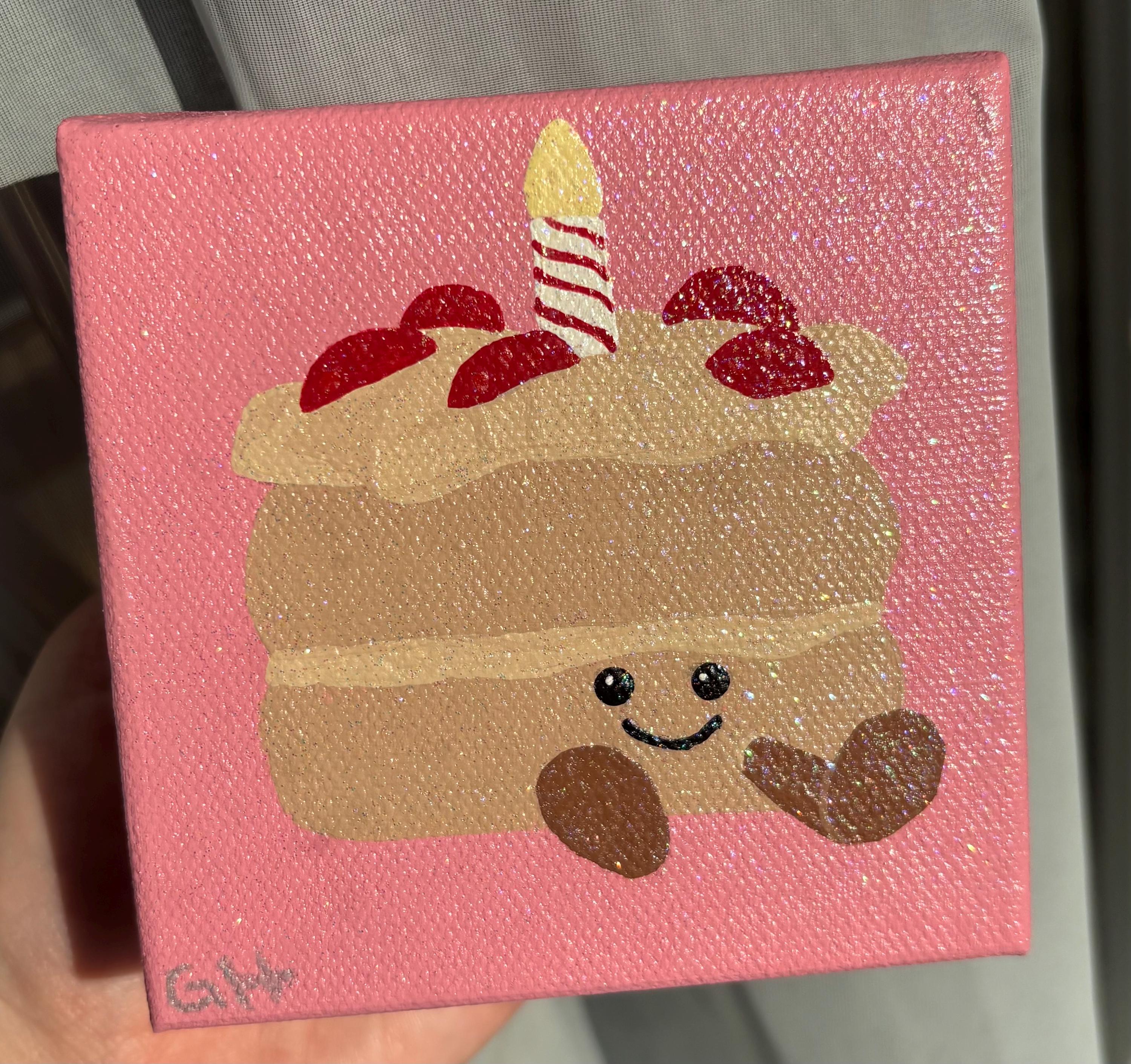 Cute Birthday Cake Painting - Etsy