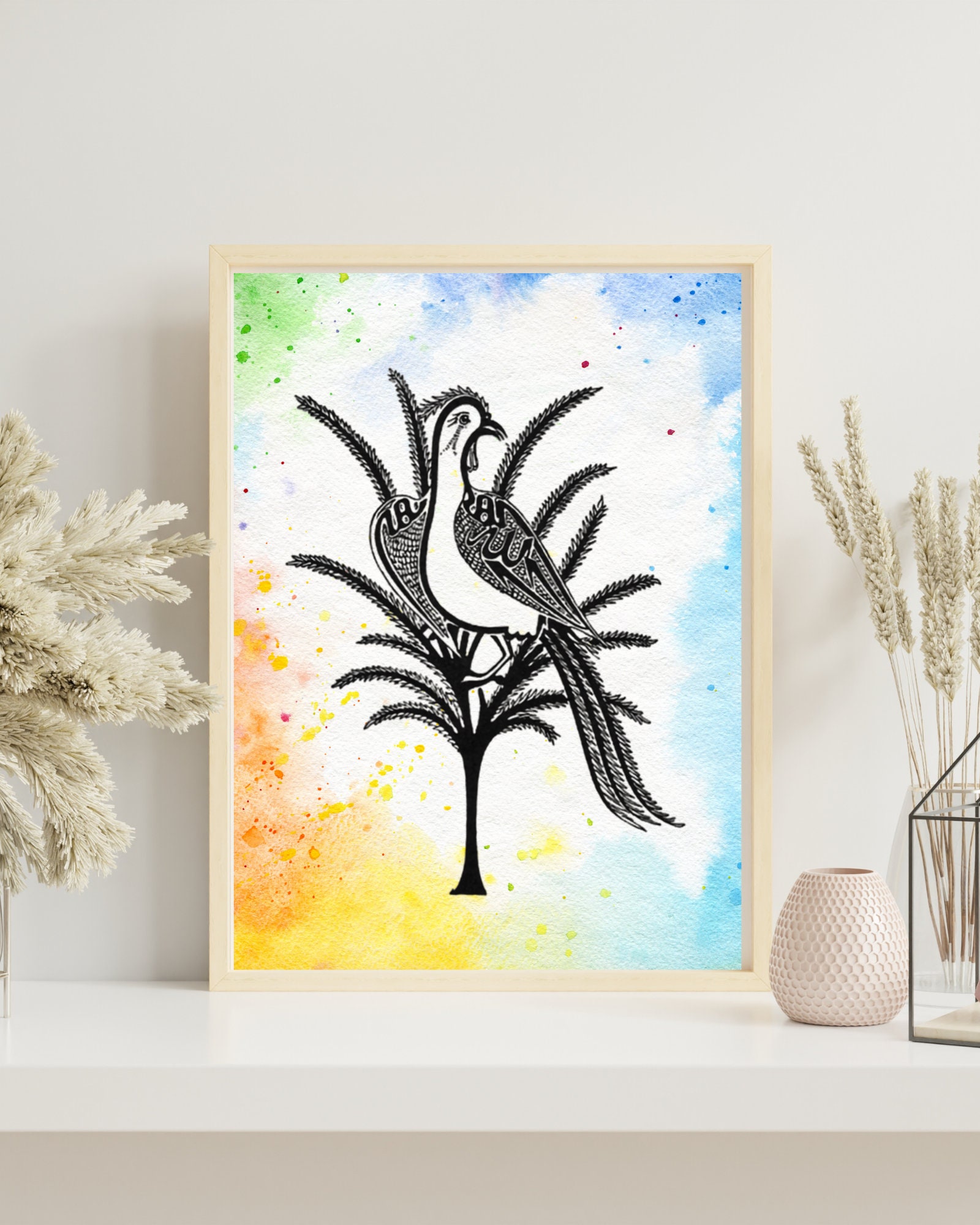 Bird of Paradise, Baha'i Calligraphy, Bahai Calligraphy, Baha'i Wall ...