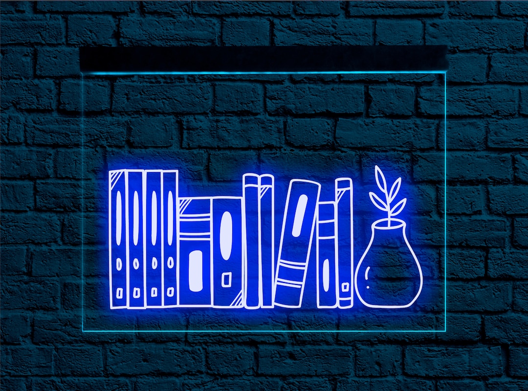 Book Neon Sign, Book Led Sign, Book Light Sign,library Neon Sign ...