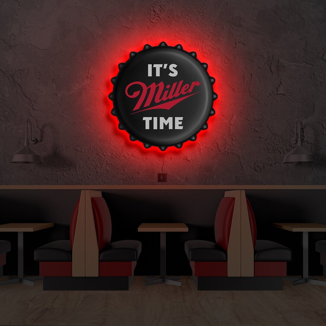 Its Miller Time Neon Sign, Miller Light Sign, Beer Neon Sign, Bar Man ...