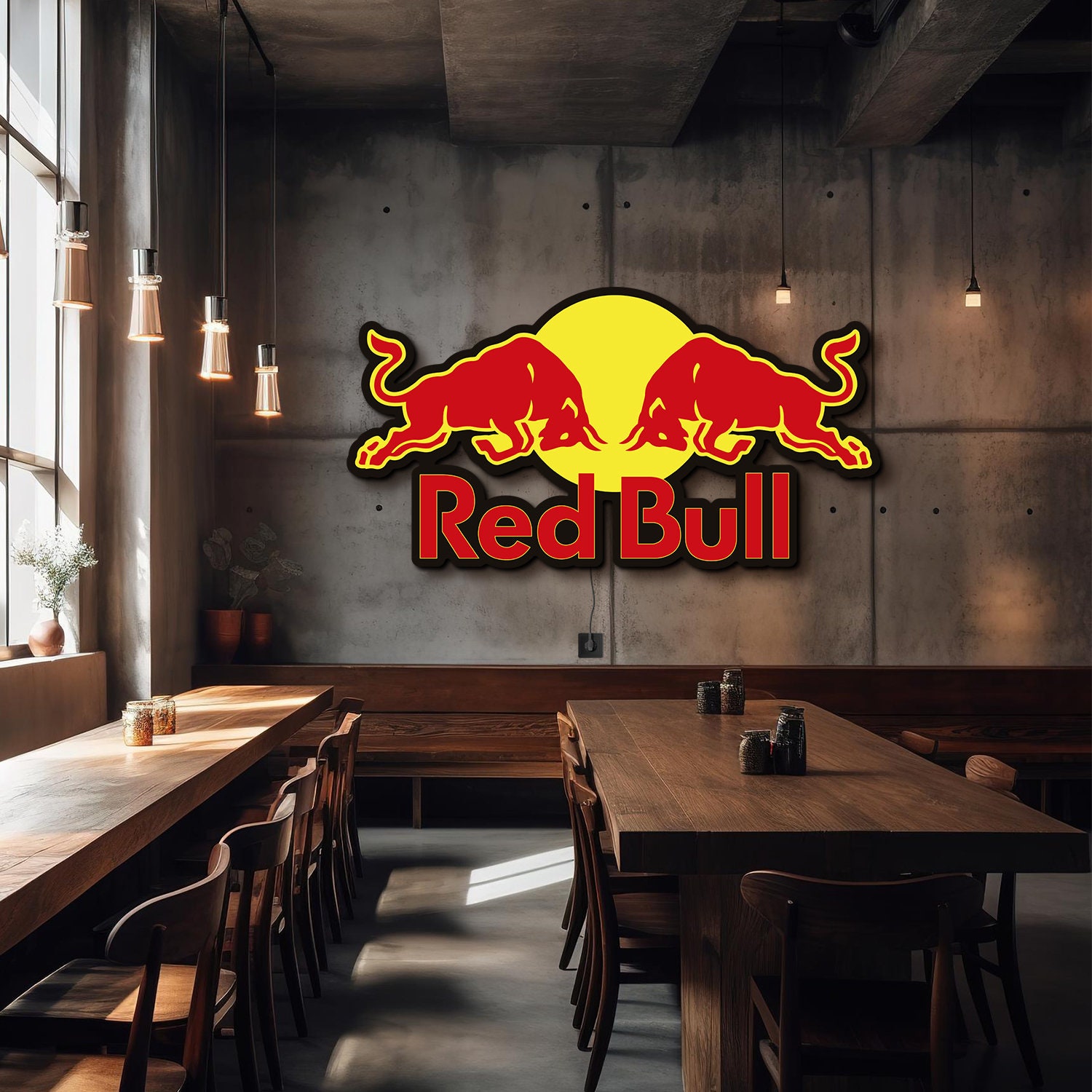 Señal de neón de Red Bull, señal LED de Red Bull, arte de pared de Red ...