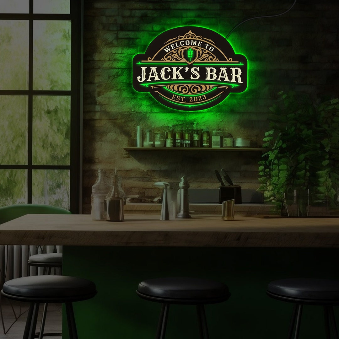 Custom Bar Sign Led, Home Bar Sign Lighted, Personalized Bar Sign, Pub ...