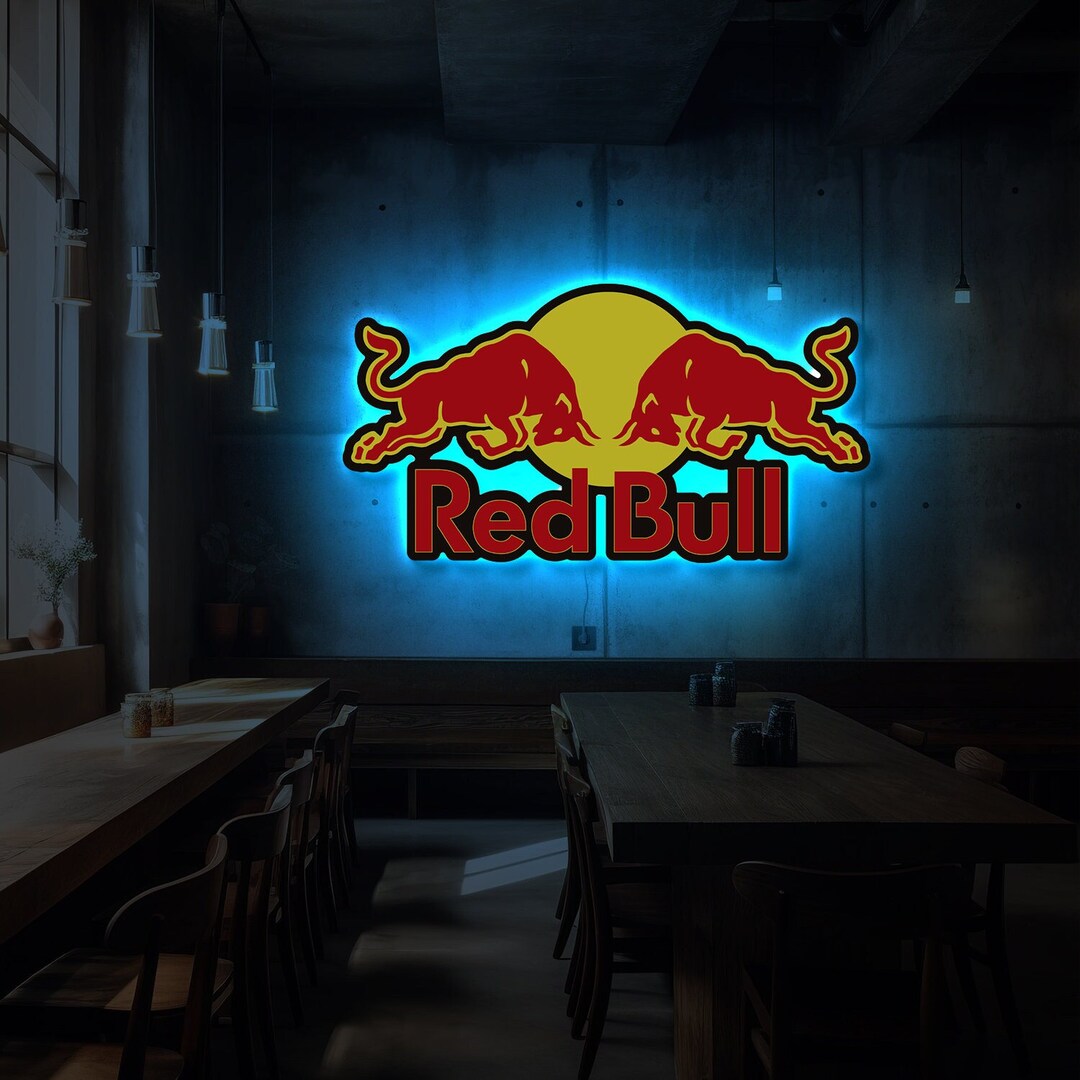 Señal de neón de Red Bull, señal LED de Red Bull, arte de pared de Red ...