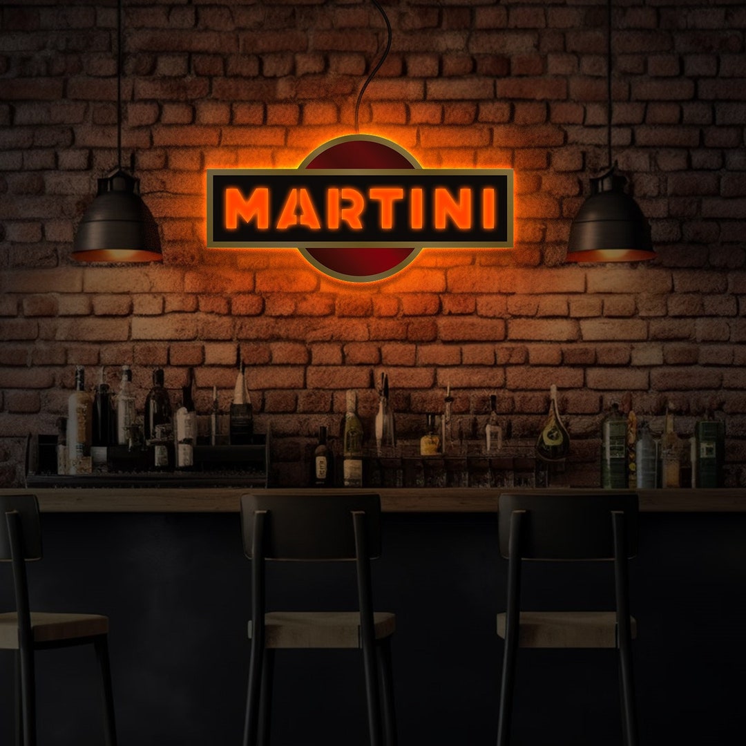 Martini Neon Sign, Martini Logo Sign, Martini Led Sign, Martini Light ...