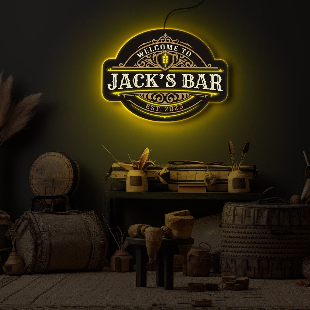 Custom Bar Led Sign, Led Business Sign, Bar Name Neon Sign,pub Light ...