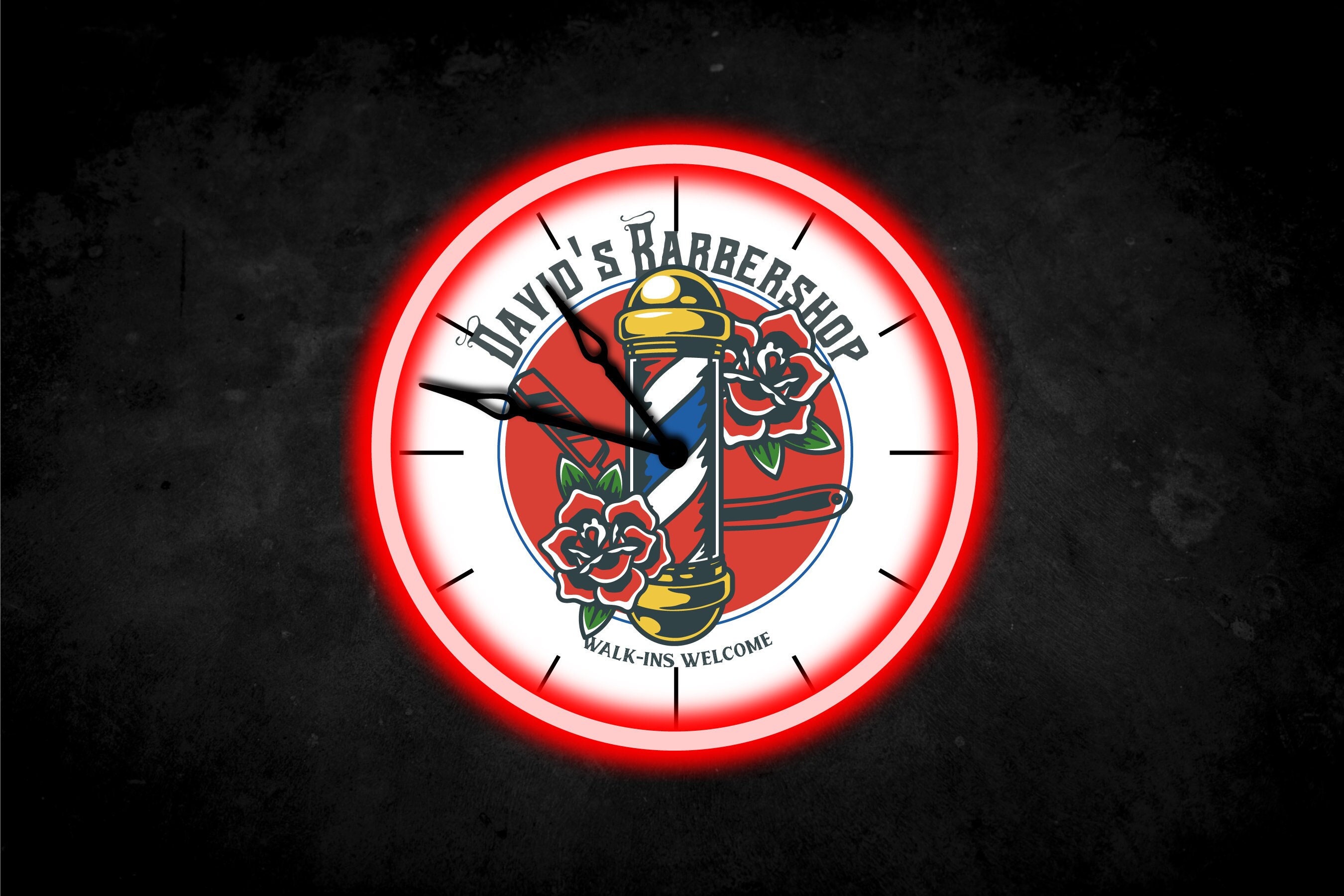 Barber Shop Clock Barber Shop Wall Decor Neon Wall Clock - Etsy