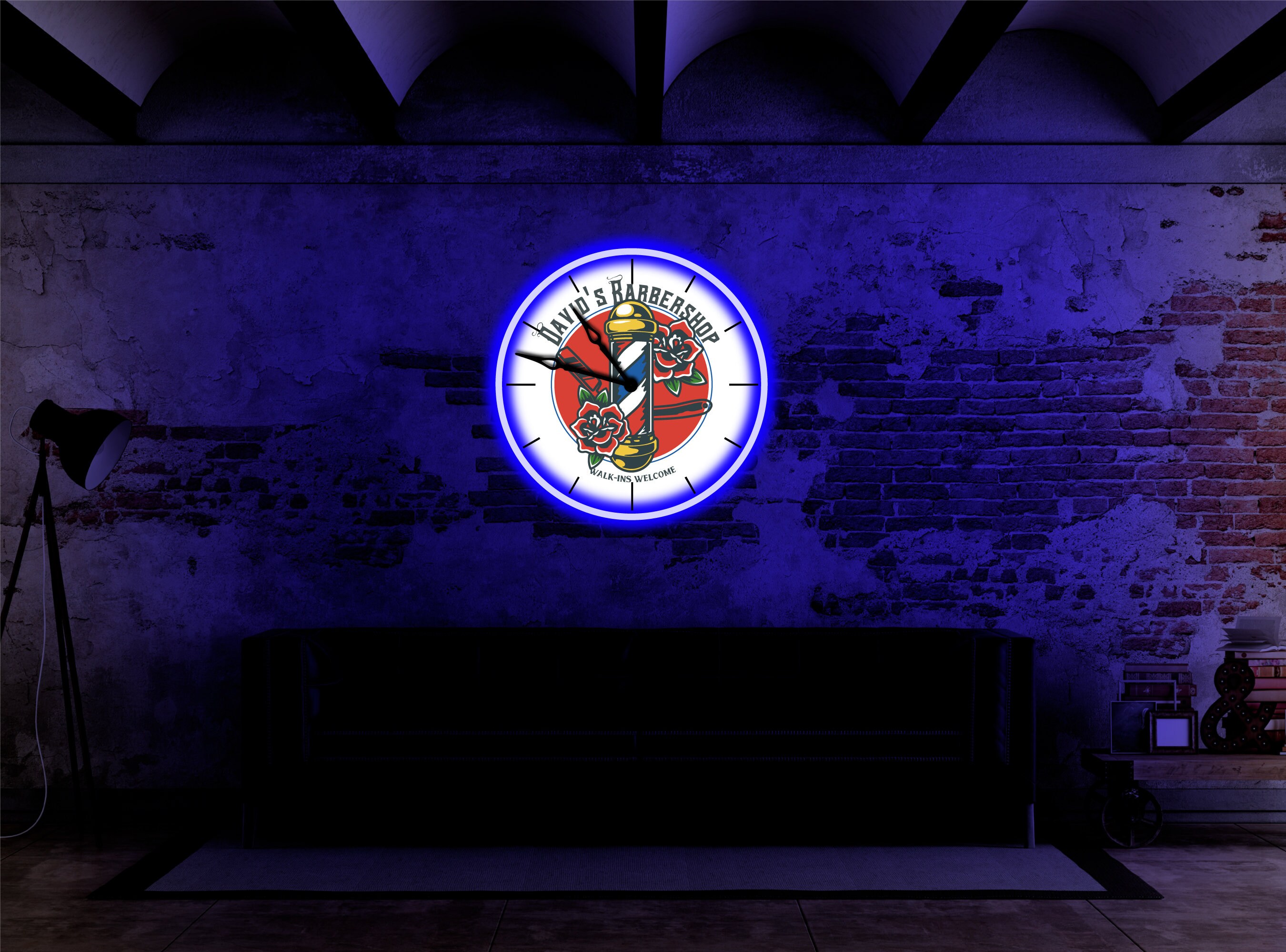 Barber Shop Clock Barber Shop Wall Decor Neon Wall Clock - Etsy