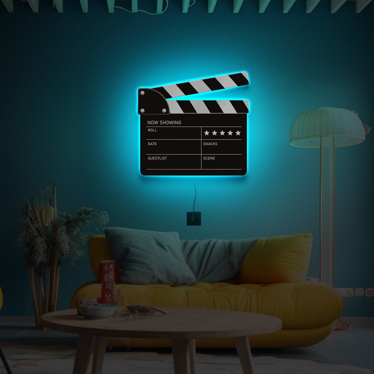Clapperboard Led Sign, Movie Clapper Board, Home Cinema Neon Sign ...