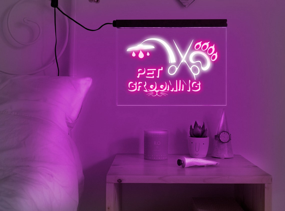 Pet Grooming Sign, Grooming Salon Decor, Pet Grooming Neon Sign ...