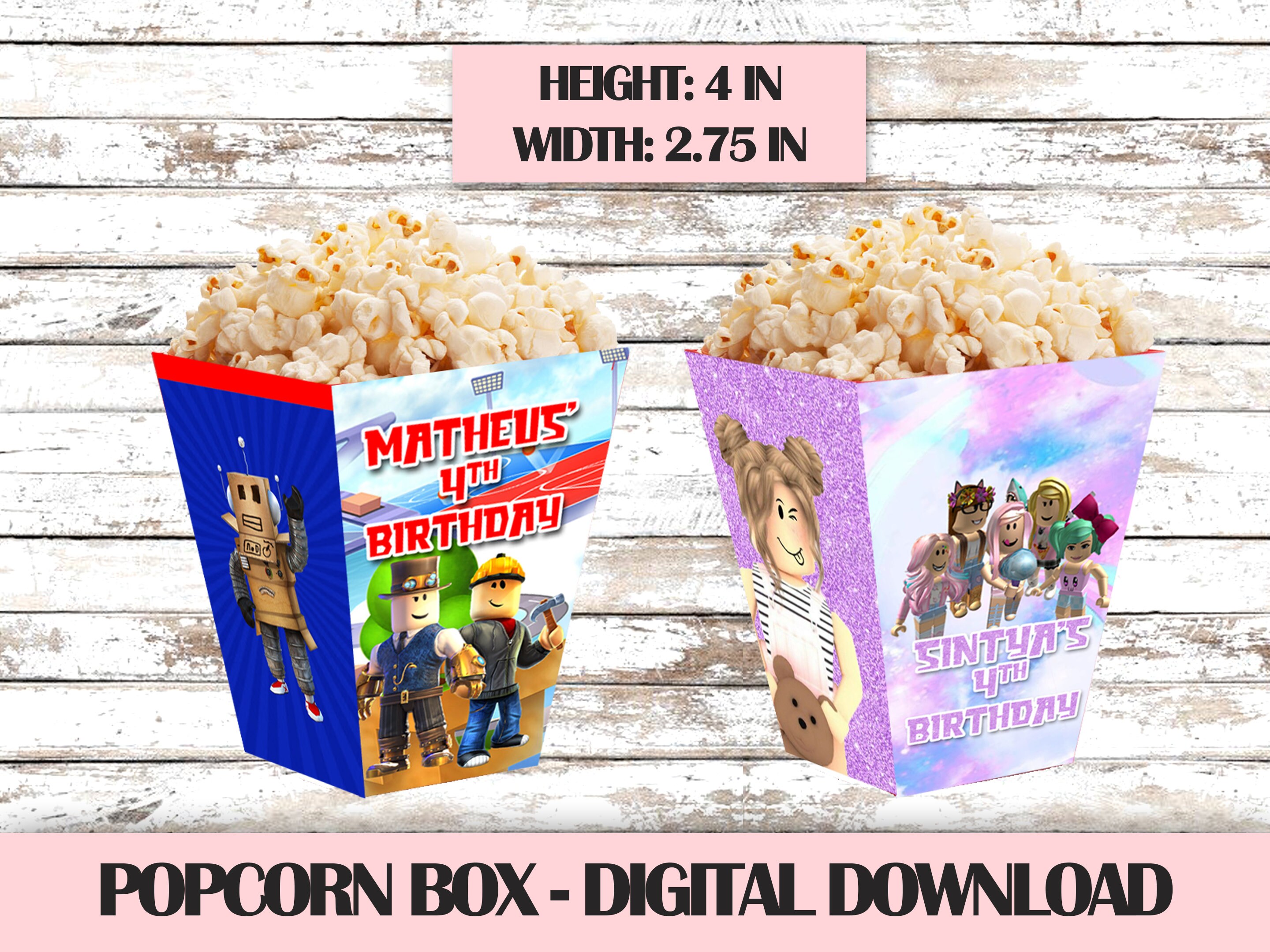 Roblox Girl and boy roblox Popcorn Box Candy Box | Etsy