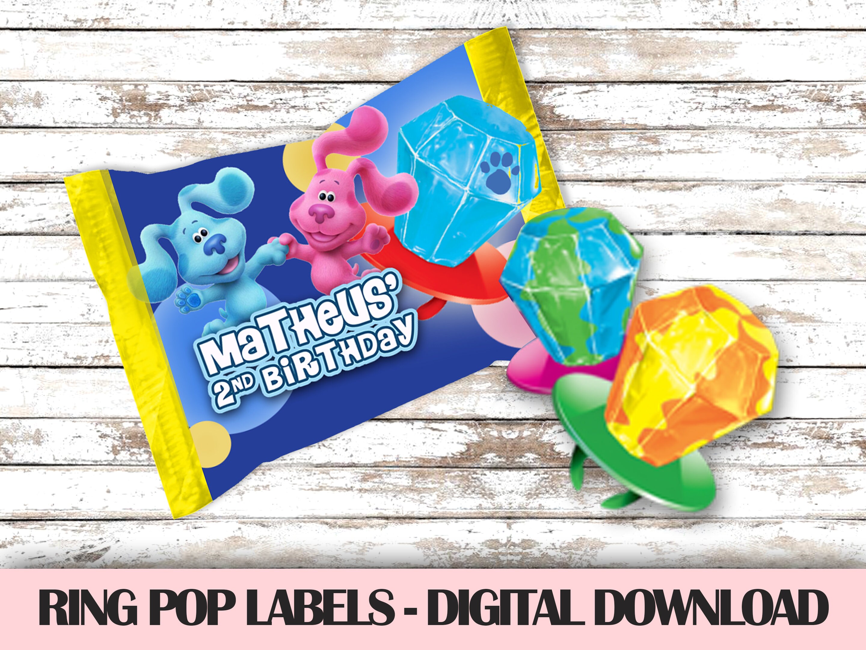 BLUE Ring Pop Label blau DIGITAL DOWNLOAD blauer Ring Pop | Etsy