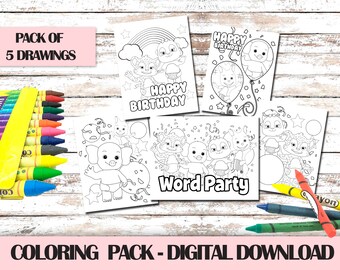 Word Party Coloring | Etsy