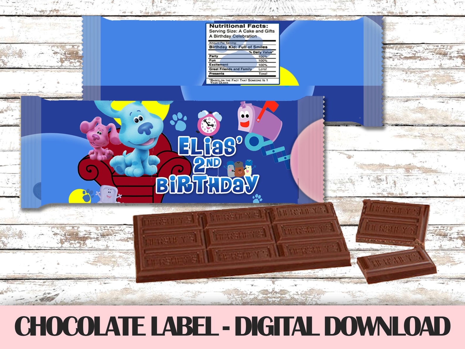 Blue's Clues Chocolate Bar Wrapper Birthday Celebration | Etsy