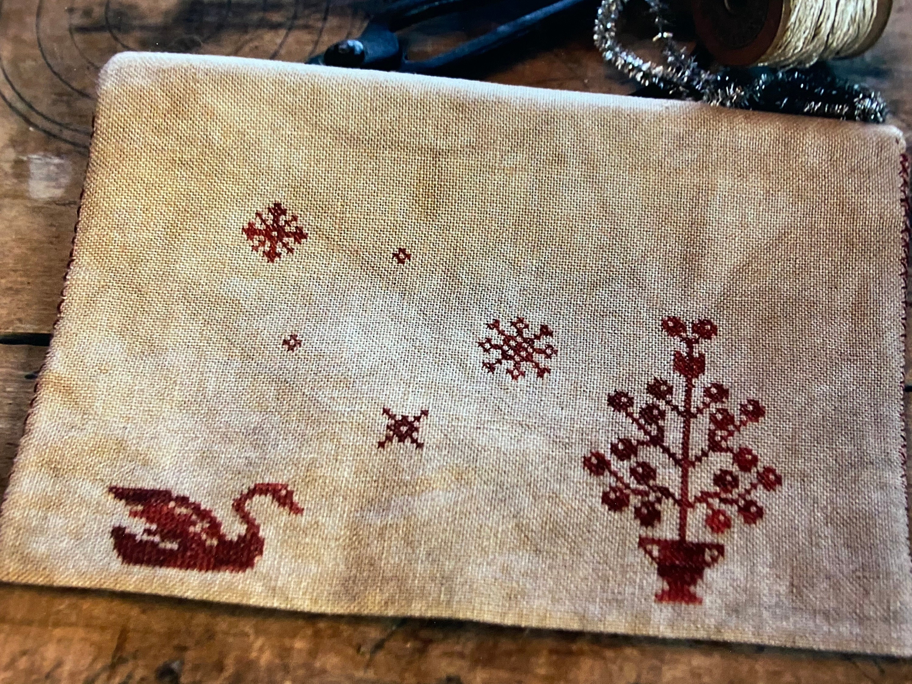 PDF FILE Redwork Snowflake Sewing Bag - Etsy