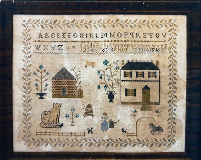 Counted Cross Stitch Pattern, Christmas at Hollyberry Farm, Colonial Style Needlework, Primitive ...