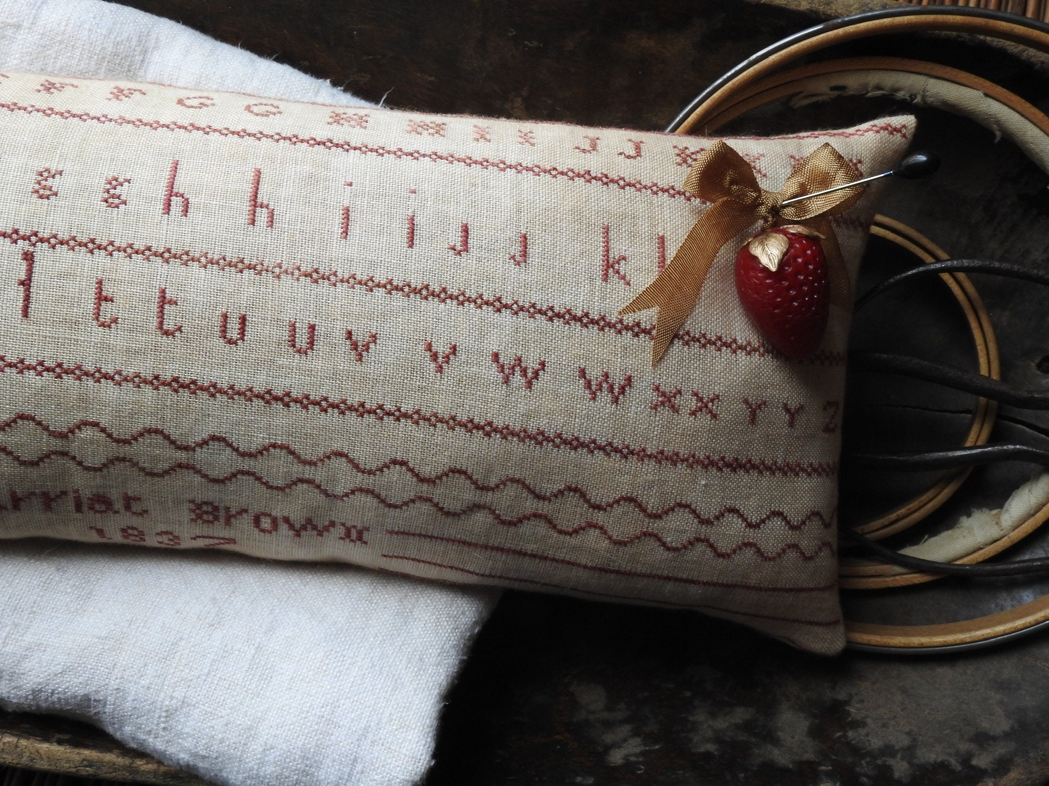 PDF FILE * Harriat Brown Redwork Sampler Pinkeep - Etsy