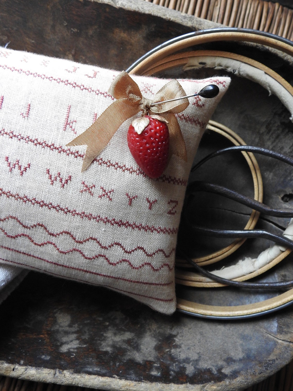 PDF FILE Harriat Brown Redwork Sampler Pinkeep - Etsy