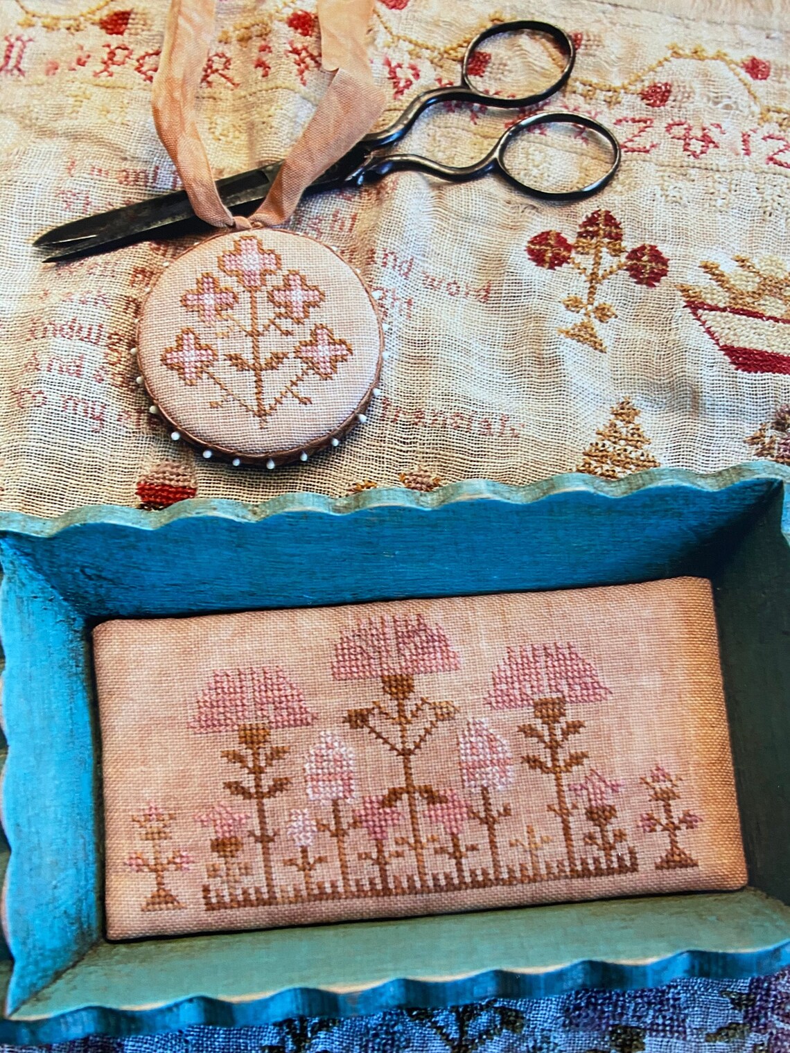 PDF FILE snippets of Mary Barres Sampler Small Sewing Tray & Pin Disk ...