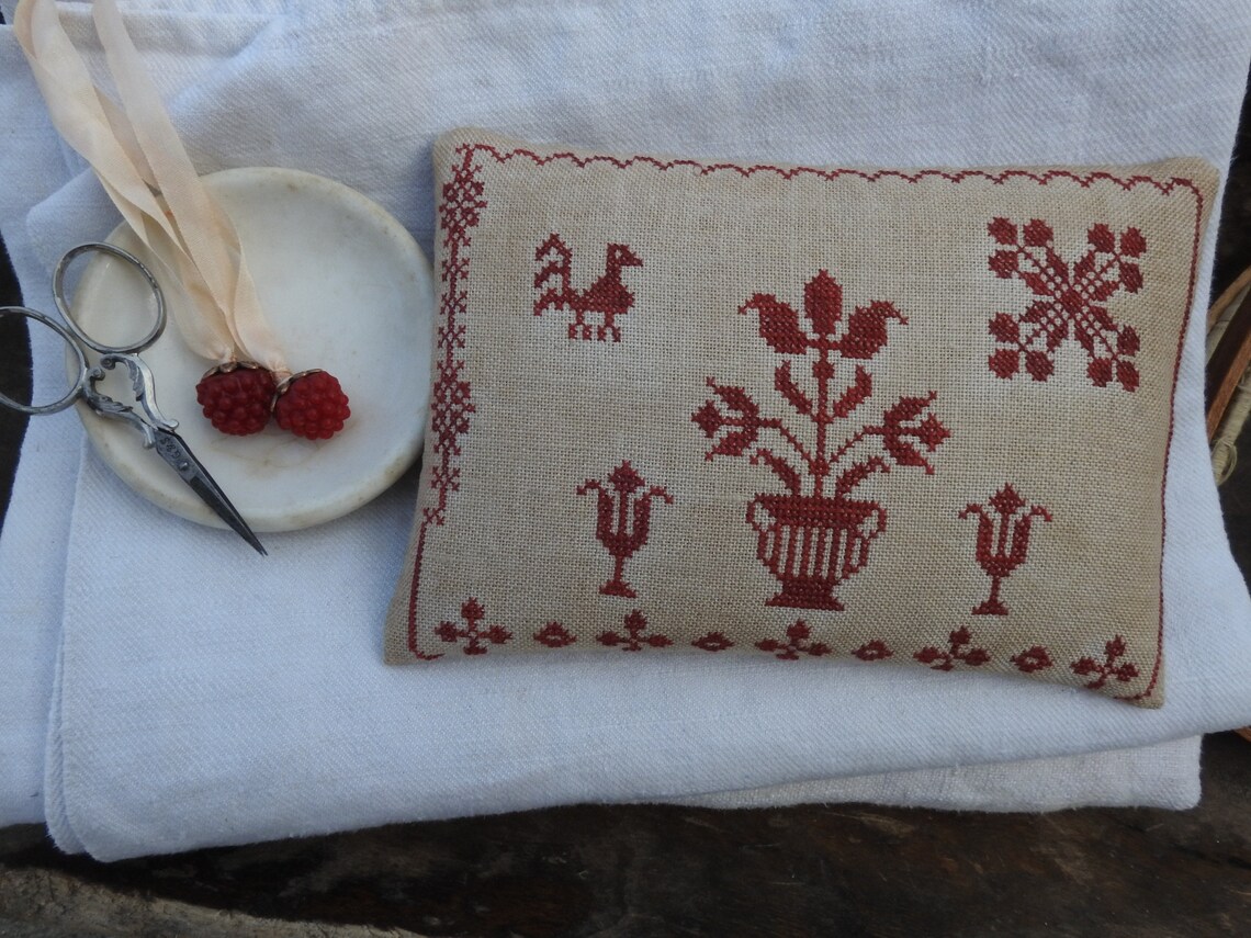 PDF FILE * Little Redwork Pinkeep - Etsy