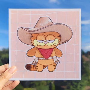 Cowboy Garfield Square Art Print, Small and Large Sizes, 148mm, 210mm ...