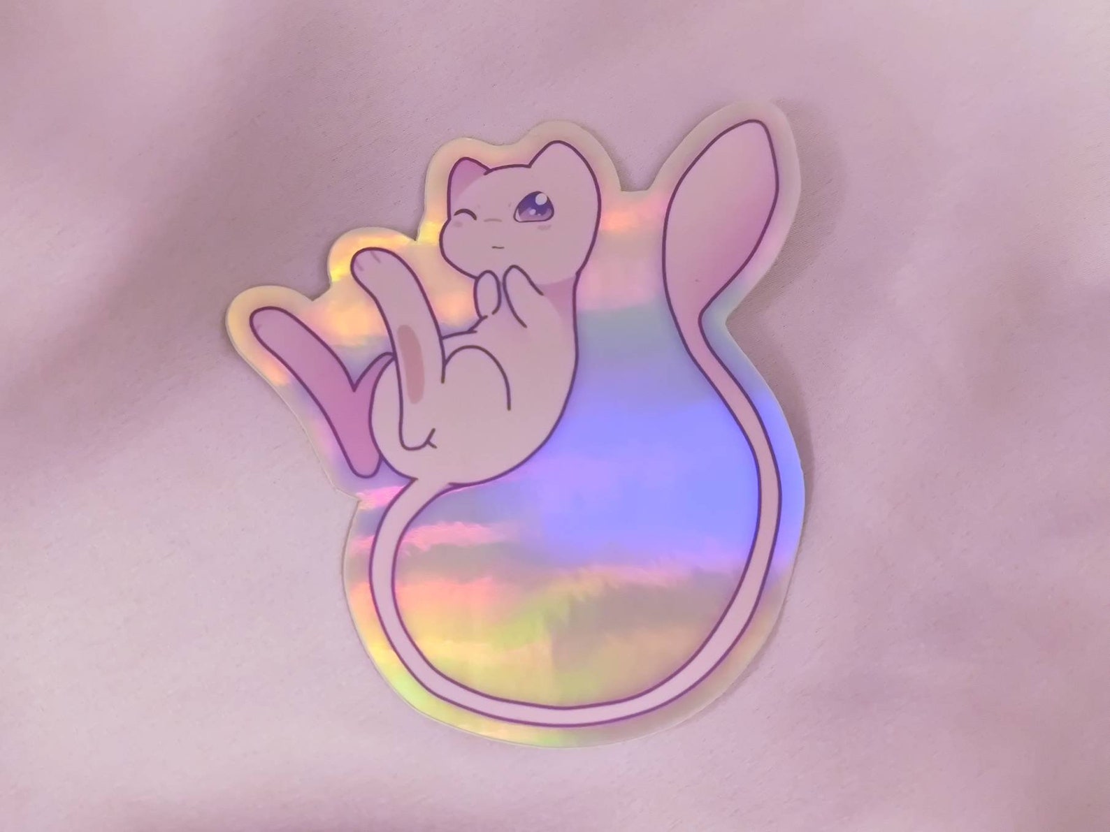 Pokemon Mew Holographic 8x9cm Sticker - Etsy
