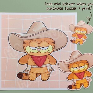 Cowboy Garfield Square Art Print, Small and Large Sizes, 148mm, 210mm ...