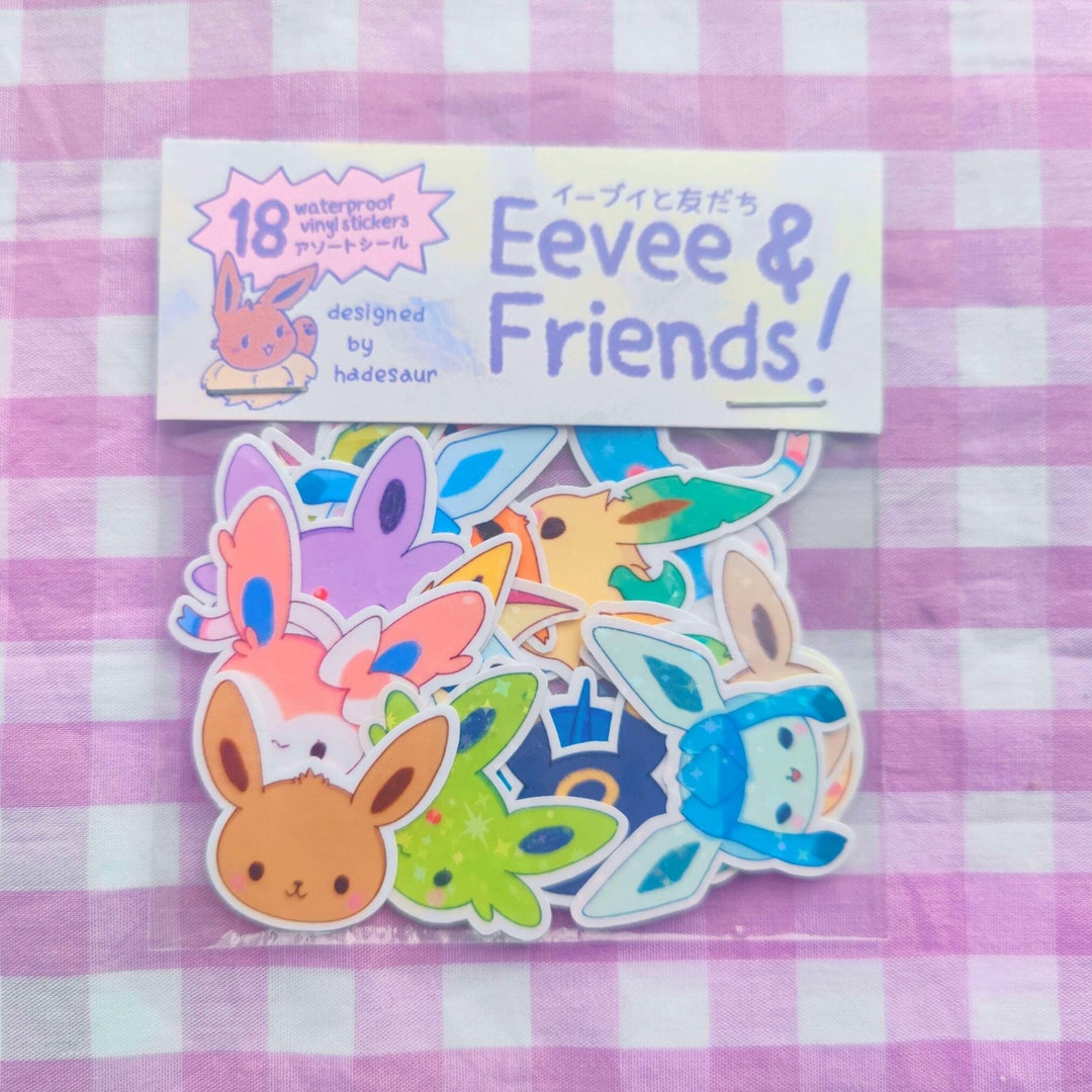 Eevee & Eeveelutions Mini Vinyl Stickers Pack, Set of 18, Planner ...