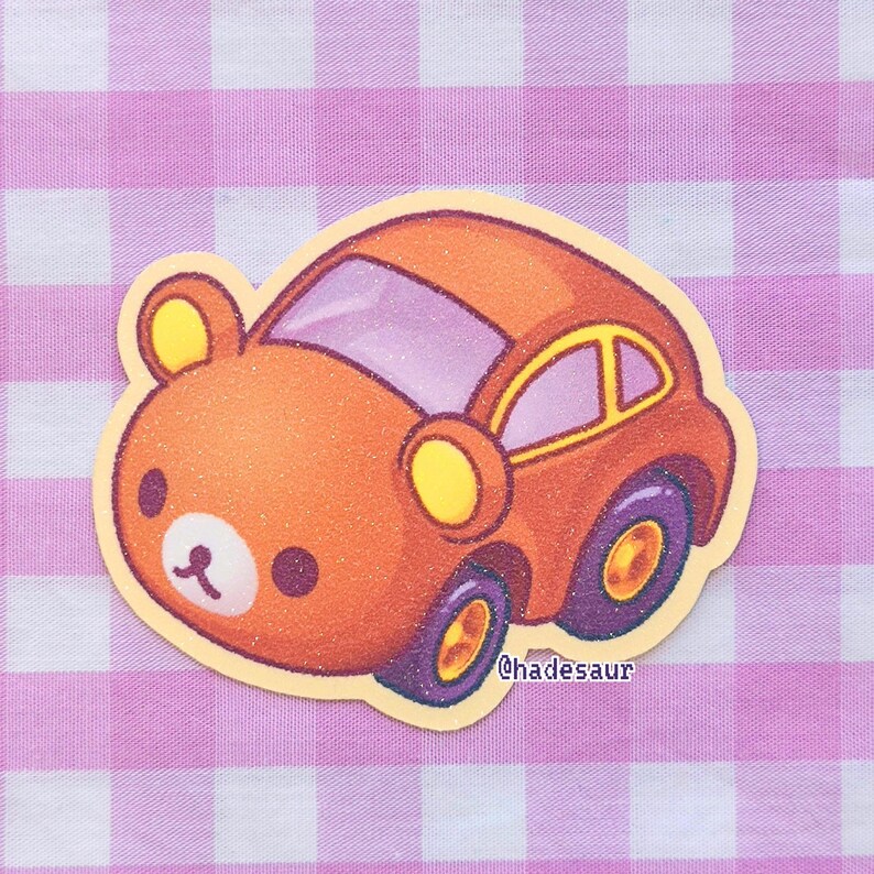Kuma Bear Car Glitter Stardust Waterproof Sticker, Kawaii, Cute ...