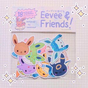 Eevee & Eeveelutions Mini Vinyl Stickers Pack, Set of 18, Planner ...