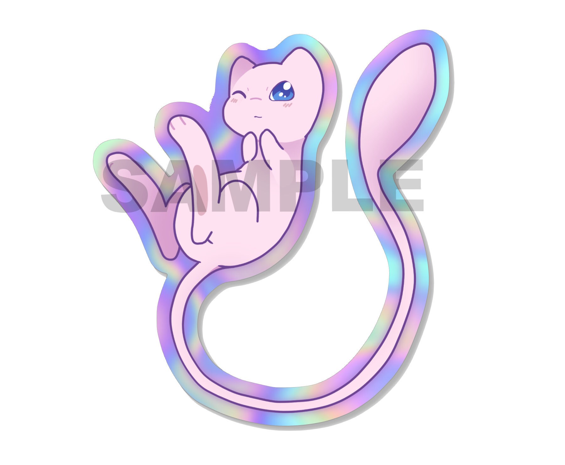 Pokemon Mew Holographic 8x9cm Sticker | Etsy