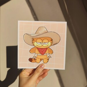 Cowboy Garfield Square Art Print, Small and Large Sizes, 148mm, 210mm ...
