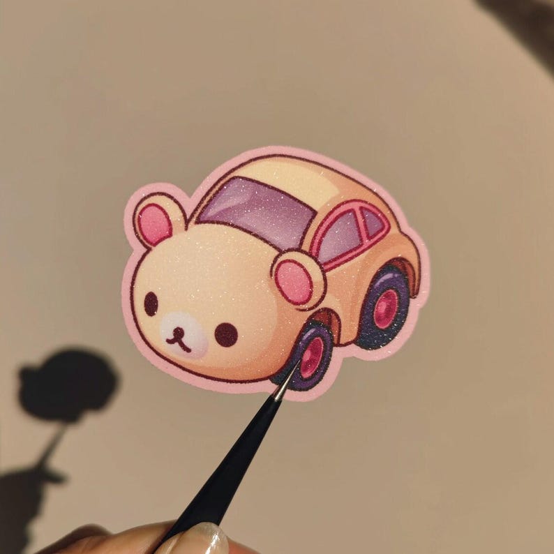 Kuma Bear Car Glitter Stardust Waterproof Sticker, Kawaii, Cute ...