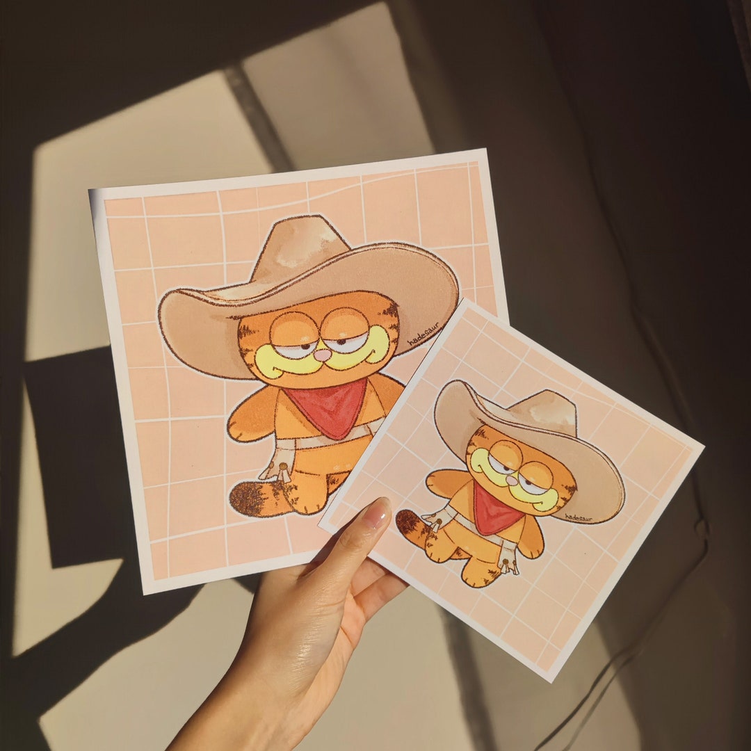 Cowboy Garfield Square Art Print, Small and Large Sizes, 148mm, 210mm ...