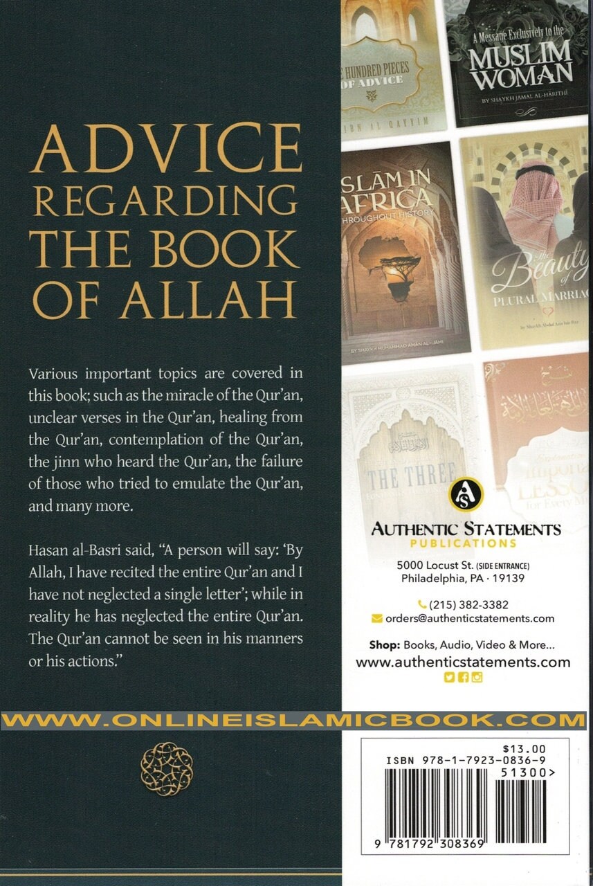 Advice Regarding the Book of Allah by Shaykh Hafidh Al-hakami - Etsy