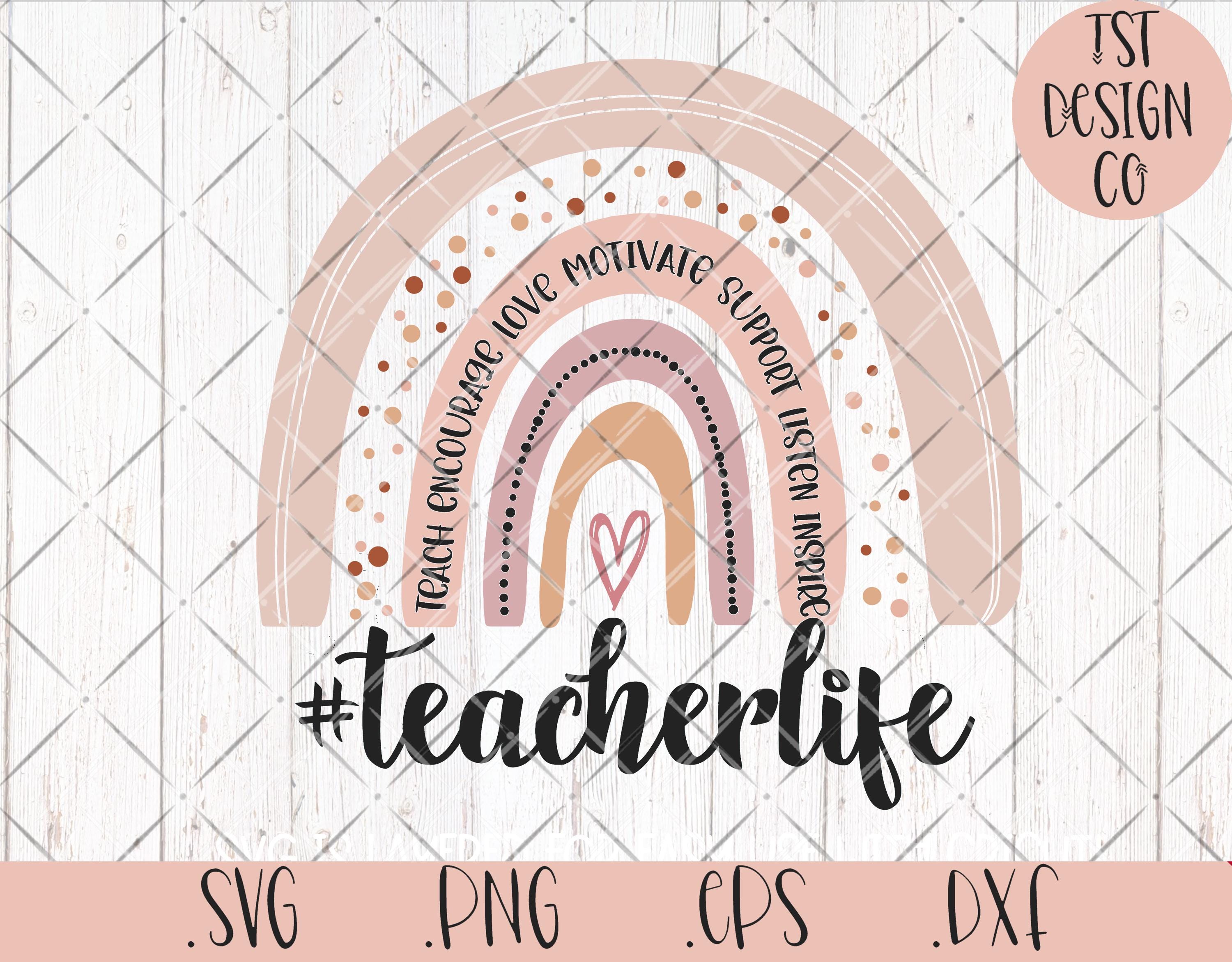 Teacher Rainbow SVG Teaching PNG Boho Teacher Life Svg teacherlife Mug ...