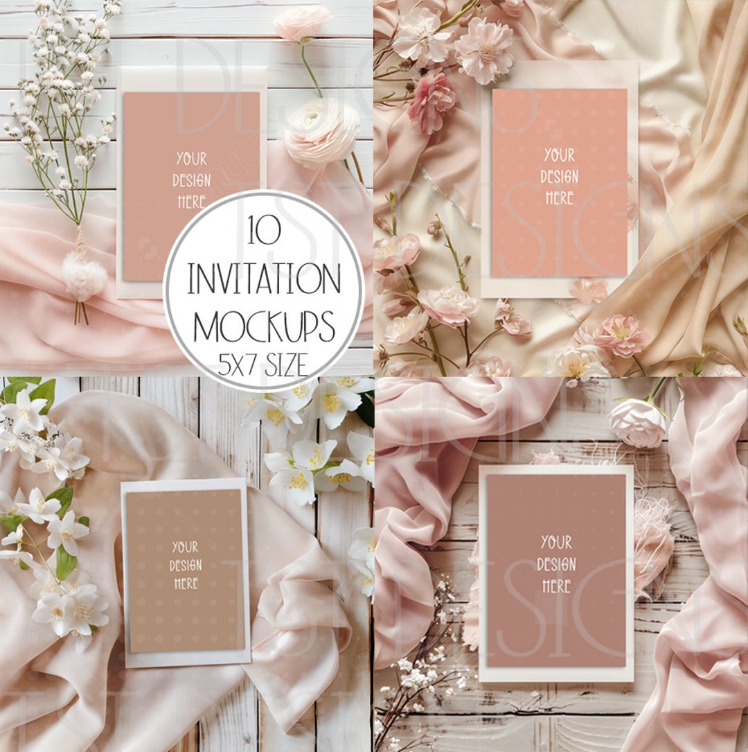Soft Pink Invitation Mockup Wedding - Bundle 10 Elegant Boho Digital ...