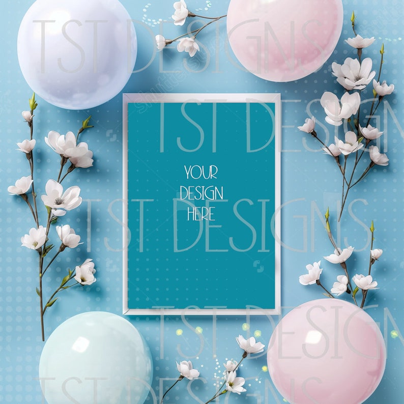 Pink Blue Gender Reveal Party Invitation Mockup Bundle 10 Digital