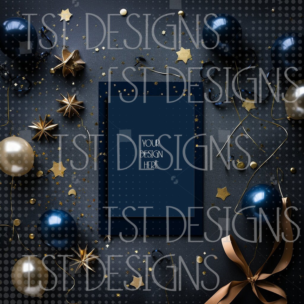 Navy Blue Party Invitation Mockup Bundle of 20 Digital - Etsy