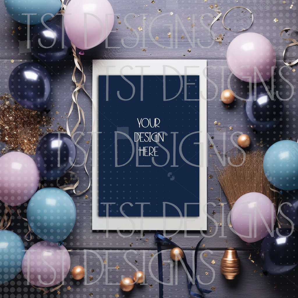 Navy Blue Party Invitation Mockup Bundle of 20 Digital Templates ...