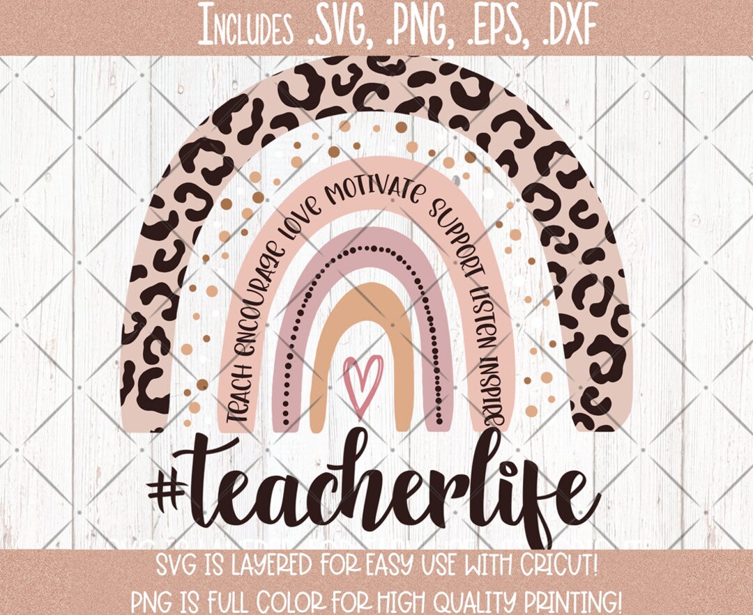 Teacher Rainbow SVG Teaching PNG Boho Teacher Life Svg teacherlife ...