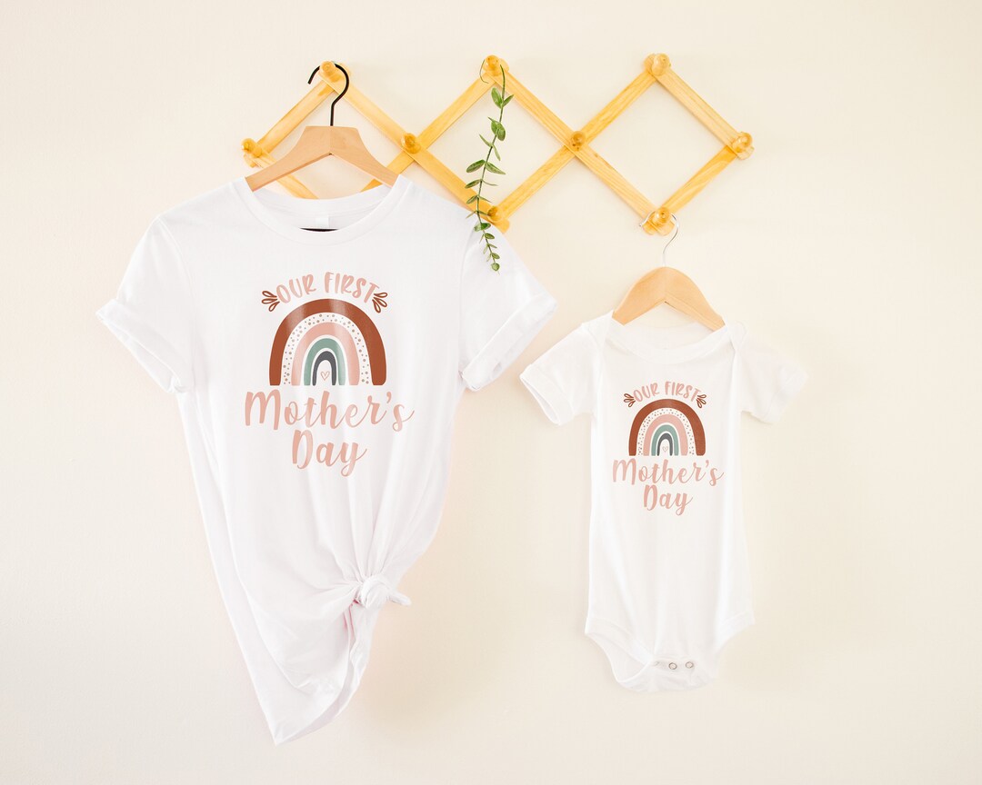 Boho Rainbow Mommy and Me First Mothers Day Matching Outfits - Baby's ...