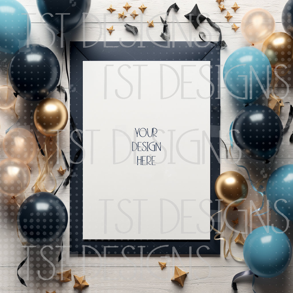 Navy Blue Party Invitation Mockup Bundle of 20 Digital Templates ...